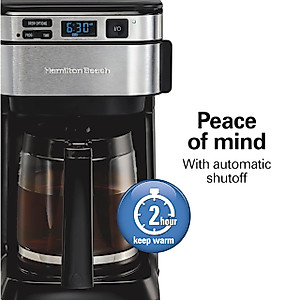 Hamilton Beach Programmable Coffee Maker, 12 Cups, Front Access Easy Fill, Pause & Serve, 3 Brewing Options, Black (46310)