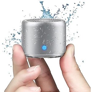 Travel Case Packed, Wireless Mini Bluetooth Speaker with Custom Bass Radiator. EWA A106, Small But Loud, The Next Generation of Portable Speakers for Home, Outdoors, Shower (Silver)1.89* 1.57 inches