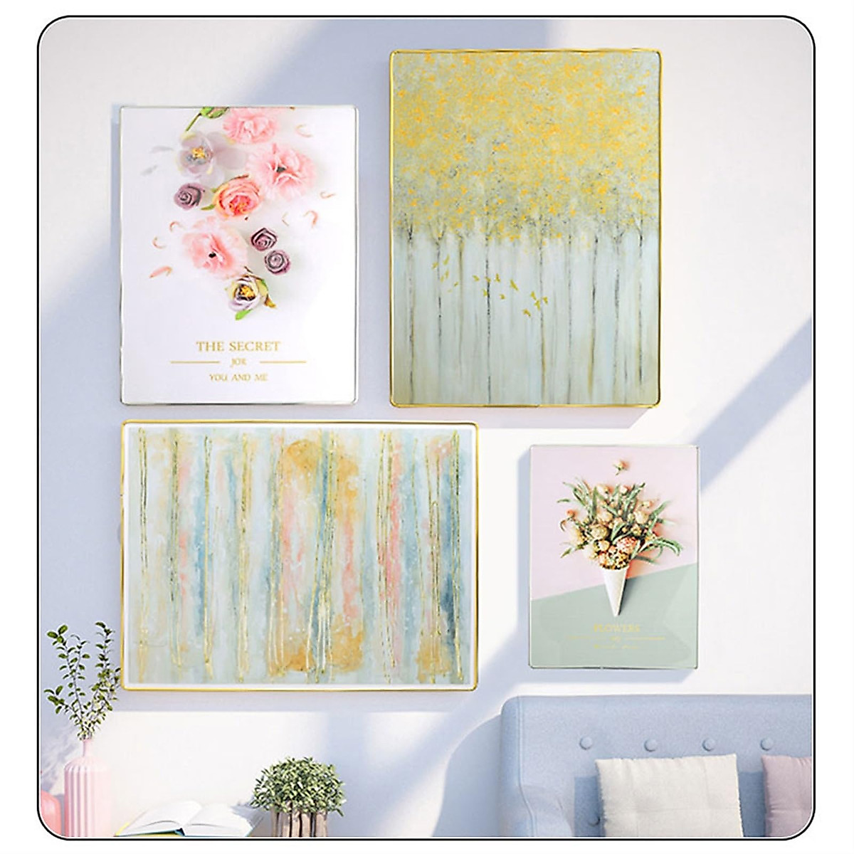 LKYJD U-Shape Edge Banding, 50m PVC Self Adhesive Veneer Edging Trim, Flexible Mirror Border, Peel and Stick Trim Molding for Picture Frame(Gold,18mm)