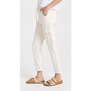 PAIGE Women's Christy Cargo Pants, Quartz Sand, Off White, 27