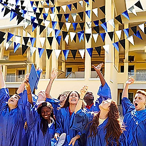 30 Ft Navy Blue Black and Silver Party Decorations Royal Blue Triangle Flag Pennant Banner Bunting for Birthday Wedding Bridal Baby Shower Nautical Ahoy Achor Pirate Theme Party Decorations Supplies