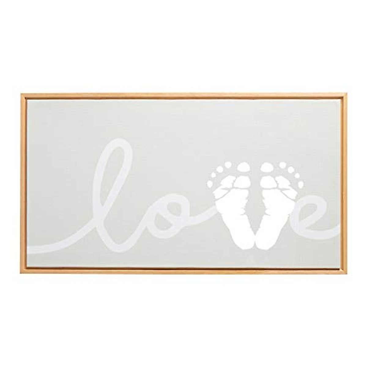 Pearhead Framed Babyprints Baby Footprint Love Canvas, Gender Neutral Nursery Decor for Baby Girl or Baby Boy, DIY Baby Keepsake, Gray