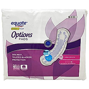 Equate Options Maximum Absorbency Long Length Incontinence Pads, 45 Count