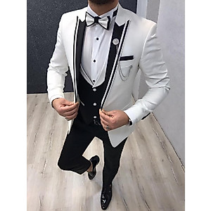 SHUZHXLZANGY Black and Royal Blue Tuxedo for Men Formal Suits for Men Wedding Slim 3 Piece Suit Men S