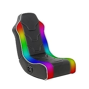 X Rocker Chimera RGB LED Floor Rocker Gaming Chair for Kids, Youth Aged 5-9, Built in Audio System, Foldable, 5110101, 29.1 x 16.5 x 26.7", Black