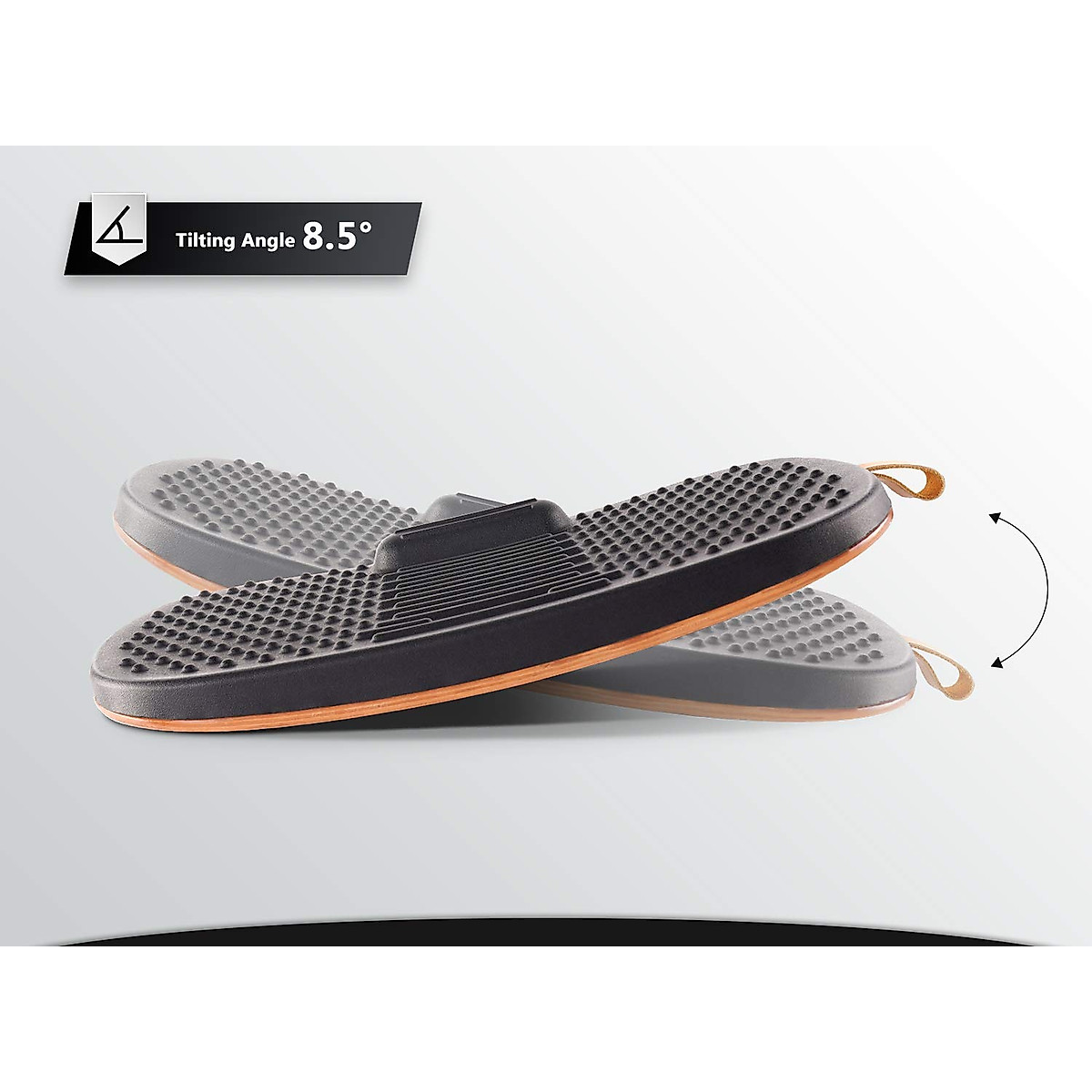 FEZIBO Height Adjustable Electric Standing Desk 48 x 24 inches | Standing Desk Mat with Anti Fatigue Bar, Wooden Wobble Balance Board (Medium, Obsidian Black)