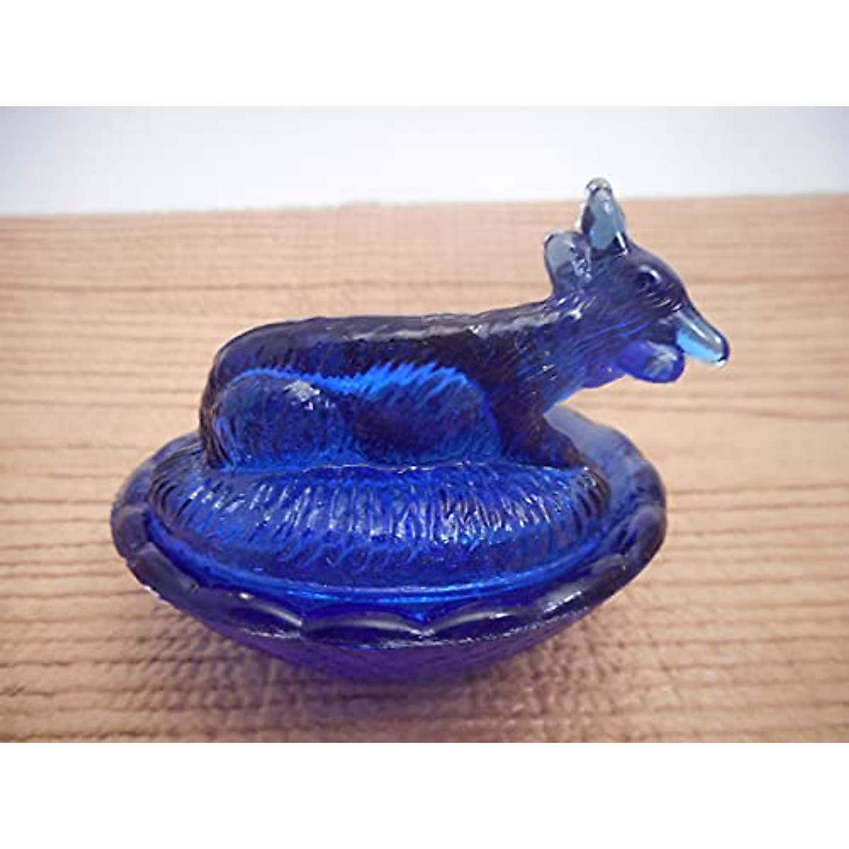 One Cobalt Blue Glass Country Cow Mini Salt Dip Salt Cellar Covered Dish