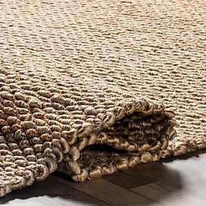 nuLOOM Hailey Hand Woven Jute Area Rug, 6' Square, Natural