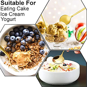 Monovatives Espresso Gold Plated Small Coffee Spoons with Long Handle for Stirring, Stainless Steel Long Handle coffee Spoon Pack of 8 for Tea Coffee Dessert Cake Ice Cream Soup Cappuccino, 5.3 inch