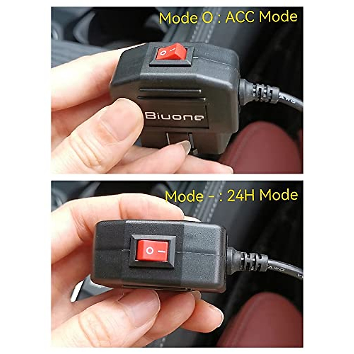 【2 Pack】 OBD Power Cable, Mini USB Port OBD2 Power Cable for Dash Camera 24 Hours Surveillance/Acc Mode with Switch Button, 16Pin OBDII Adapter Hardwire Charger Cable 12-26V to 5V
