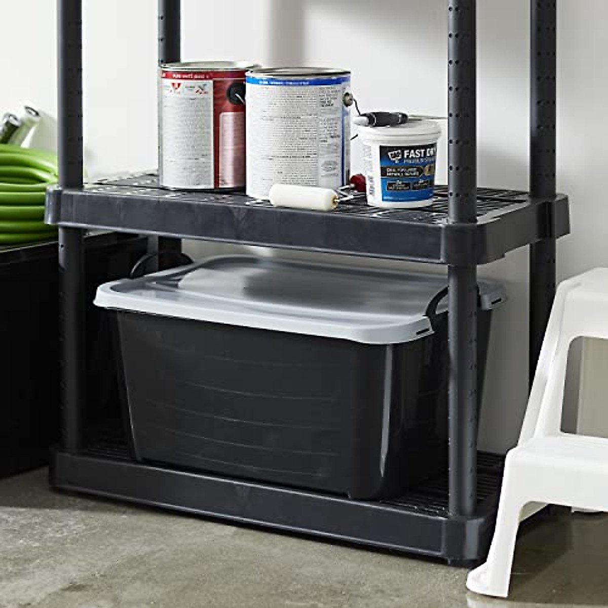 Life Story Multi-Purpose 55 Quart Stackable Storage Container with Secure Snapping Lids for Home Organization, Black (6 Pack)