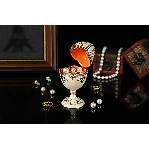 QIFU-Hand Painted Enameled Faberge Egg Style Decorative Hinged Jewelry Trinket Box Unique Gift For Home Decor …