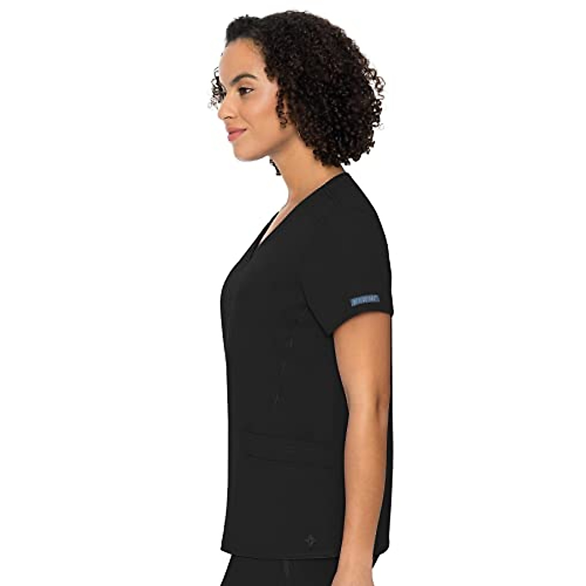 Med Couture Touch Women's V-Neck Knit Back Top, Black, Medium