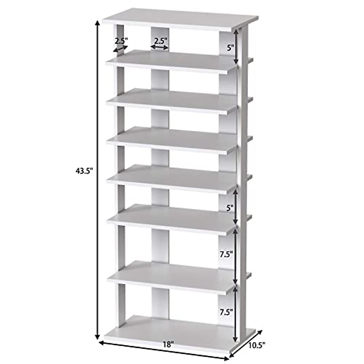 Tangkula 7 Tiers Vertical Shoe Rack, Patented Entryway Wooden Shoes Racks, Modern Shoe Rack Organizer, Space Saving Shoes Storage Stand for Front Door (White, Double)
