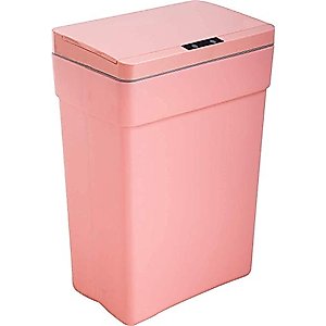 Pink 13 Gallon Touch Free Automatic Trash Can High Capacity Plastic Garbage Can Trash Bin with Lid for Kitchen Living Room Office Bathroom, 50L Electronic Touchless Motion Sensor Automatic Trash Can…