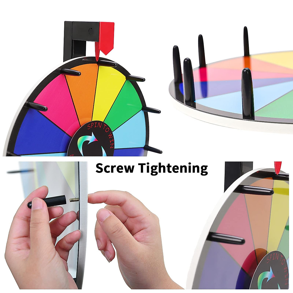 Hooomyai 12" Tabletop Spinning Prize Wheel 12 Slots Heavy Duty Editable Spinning Wheel with Dry Erase Markers & Eraser for Fortune Spin Game Tradeshow Carnival
