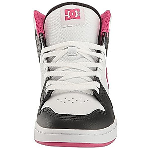 DC Women's Manteca 4 High Top Skate Shoe, Black/White/Pink, 7.5