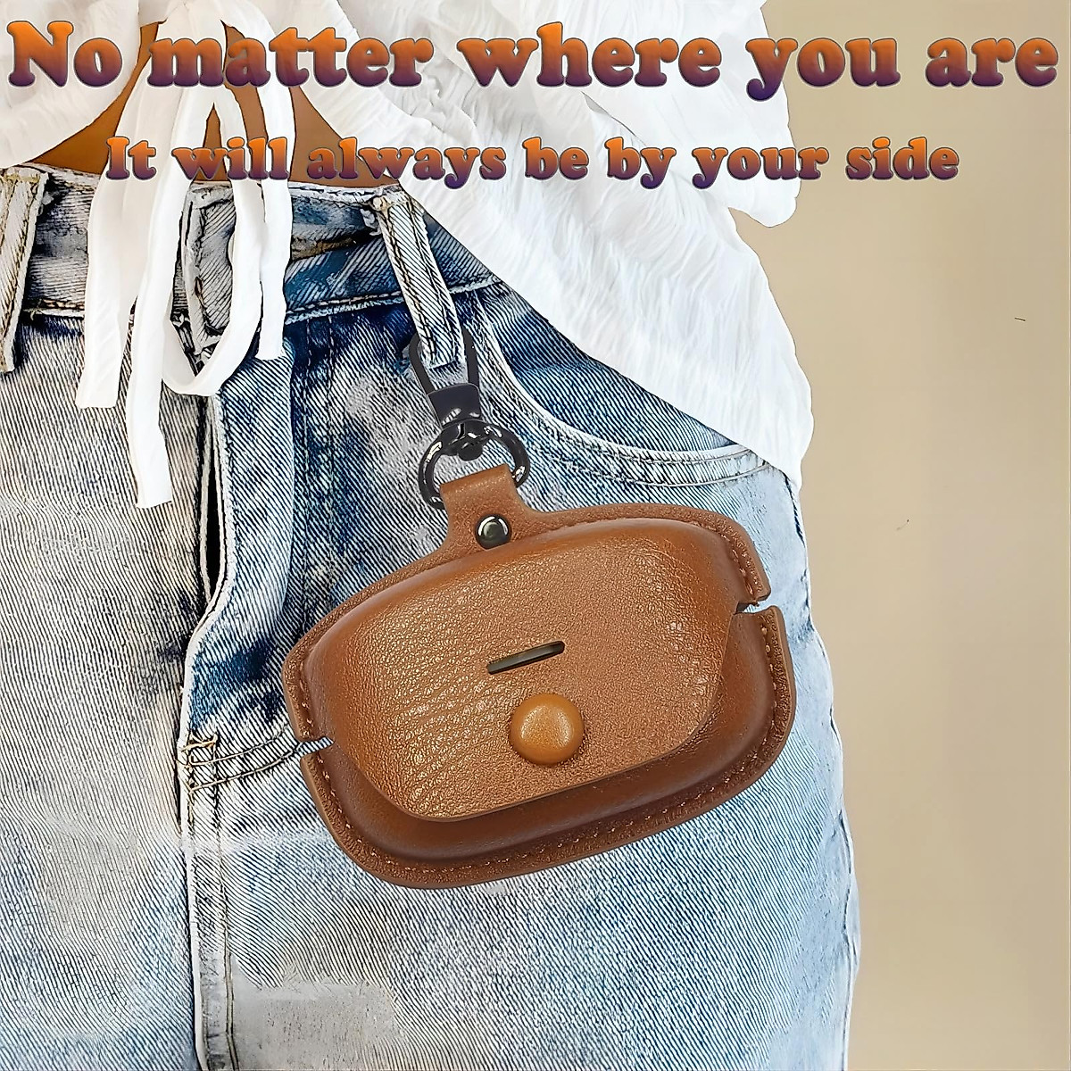 SKPY Portable with Secure Snap-Fastener Leather Case Compatible with Sony WF-1000XM4 Fashion Scratch Leather Cover with Anti-Loss Keychain for Boys Girls Womens Mens