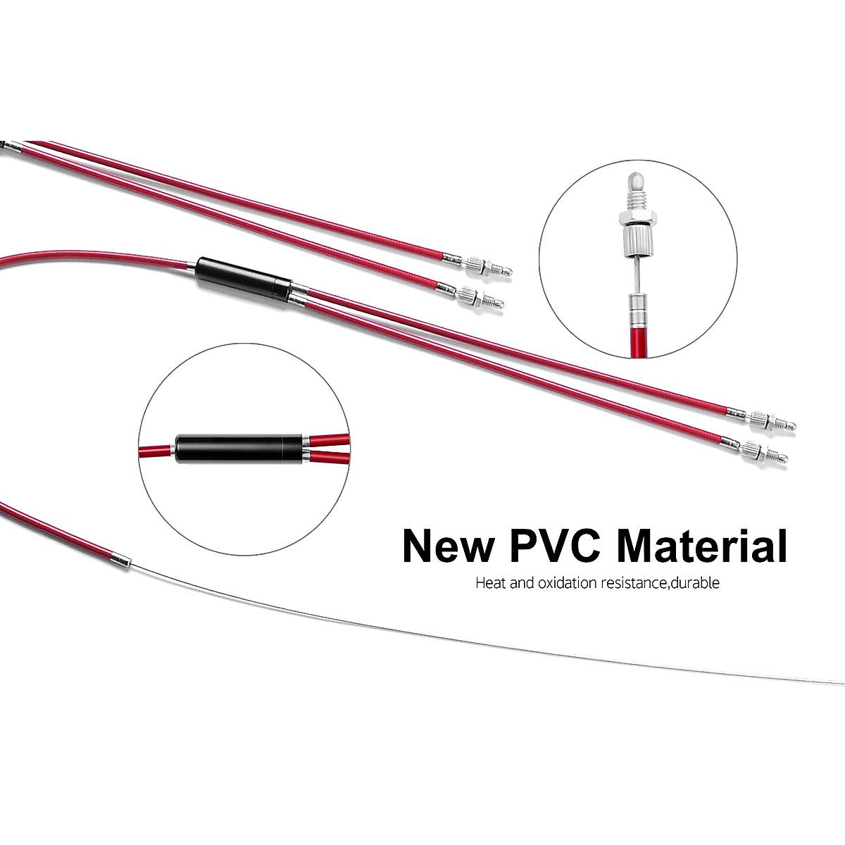 BMX Bike Gyro Brake Cables,Full Kit BMX Bicycle Brake Line Set Cable Wire,Front + Rear (Upper + Lower) with Spinner Rotor (Complete Set) for Bike Part Replacement - Red (RED)