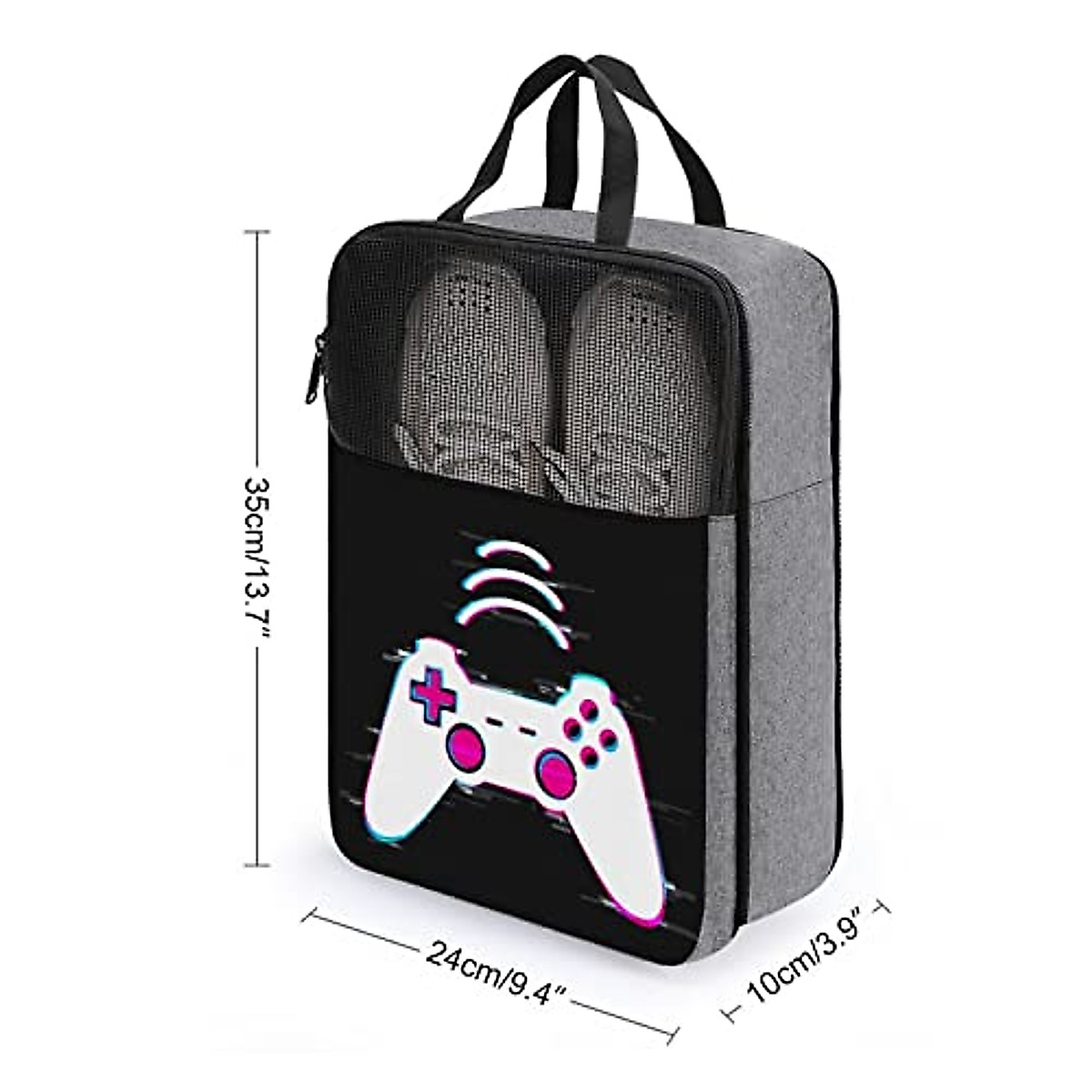 Frcavbin Gamer White Gamepad Games Travel Shoe Bag Shoes Carrier with Handle and Zipper Foldable Shoe Puches Organizer for Home storage School starts