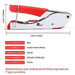 Knoweasy Compression Tool Kit - Coaxial Cable Crimper, Cutter with 20pcs Connectors - Professional Coax Tool Set for RG59/RG6 Coaxial Compression Connections
