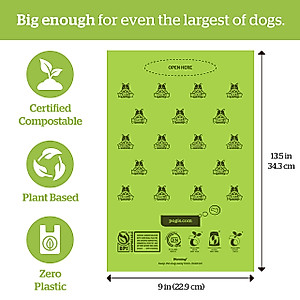 Pogi’s Compostable Dog Poop Bags - 140 Plant-based Grab & Go Dog Waste Bags - Leak-Proof, Extra-Large, ASTM D6400, EN 13432 Certified Poop Bags for Dogs