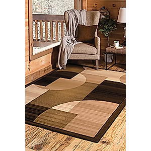 United Weavers Dallas Zoom Area Rug – Brown, 5x8, Contemporary Indoor Rug with Jute Backing, Geometric Pattern