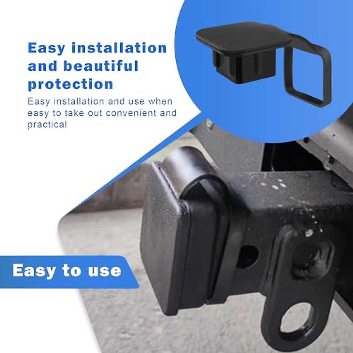 Crynod 2 PCS Car Towing Cover, 2" x 2" Receiver Hook Square Plug ABS Dustproof and Waterproof Protector with Hook, Tube Plug Insert Tow Cover, Universal Exterior Accessories for Most Cars (Black)