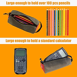 Rough Enough Large Pencil Case Bag Pouch for Boys Kids Girls Adults for School Stationary Art Supplies Office Travel Storage Beige