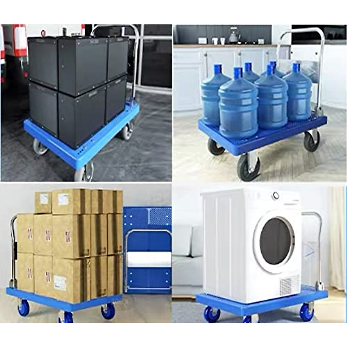 Dolly cart Folding Platform cart with 660/880 lbs Weight Capacity Push Cart Dolly Moving Platform Hand Truck Add 2 reinforcing Steel bar in it 360 Degree Swivel Wheels Loading and Storage (880lbs)