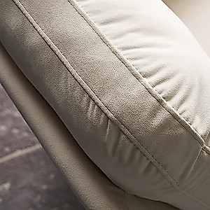 CALABASH Rocking Chair Nursery,Modern Comfy Armchair with Side Pocket,Mid-Century Upholstered Glider Rocker Chairs for Baby/Kids Room and Living Room (White Beige)