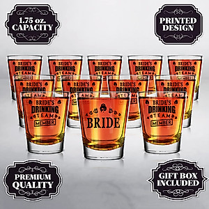 shop4ever Bride and Bride's Drinking Team Member Glass Shot Glasses Wedding Bachelorette Party Shot Glasses (12 Pack)