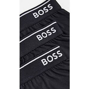 BOSS Men's 3-Pack Cotton Boxer Brief, True Black, Medium