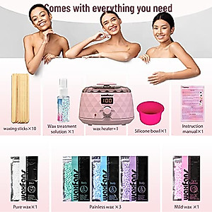 Waxfans Digital Wax Warmer for Hair Removal,Crystal Wax Pot, Waxing Kit for Women and Men ,Wax Kit with Wax Beads for Sensitive Skin,Waxing at Home for Full Body, Cera Para Depilar