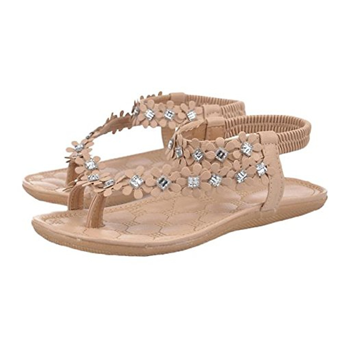 Highly Recommend Great Value Flip-Flop Women Summer Bohemia Flower Beads Flip-Flop Shoes Flat Sandals