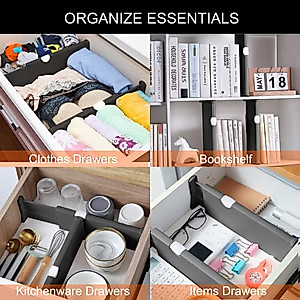 KIKILIE Kitchen Drawer Divider, 3 Pack Adjustable Dividers for Clothes, Utensils - Expandable Dresser Divider 11-17 Inch, 4'' Tall Deep Organizers Drawers Separators, Black, Pack,11-17''Long