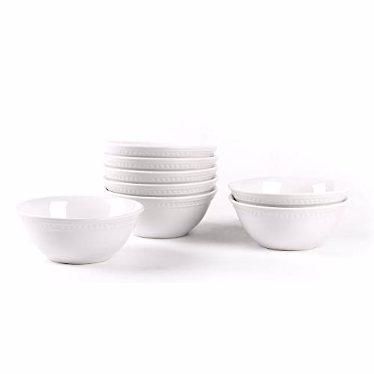 HomeVss, Pearl Dots Stoneware Dinnerware Set (56pc Set, White)
