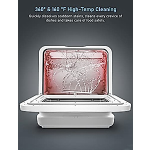 Countertop Dishwasher, Portable Dishwasher with 6L Water Tank & 6 Programs, Mini Dishwasher with 360° Dual Spray & Air-Dry, Water/Power-saving for Apartments & RVs, Accessories included, White…