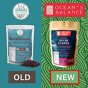 Ocean’s Balance Organic Dulse Flakes - Maine Coast Seaweed - Atlantic Ocean Sea Vegetables, Perfect for Keto Diet, Paleo Diet, Vegetarian Lifestyle or Vegan Diet - Gluten Free - 3oz Bag