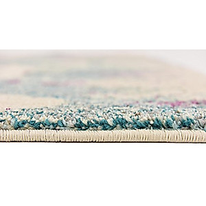 Unique Loom Positano Collection Coastal Modern Coral Lobster Shells Light Blue Area Rug (4' x 6')