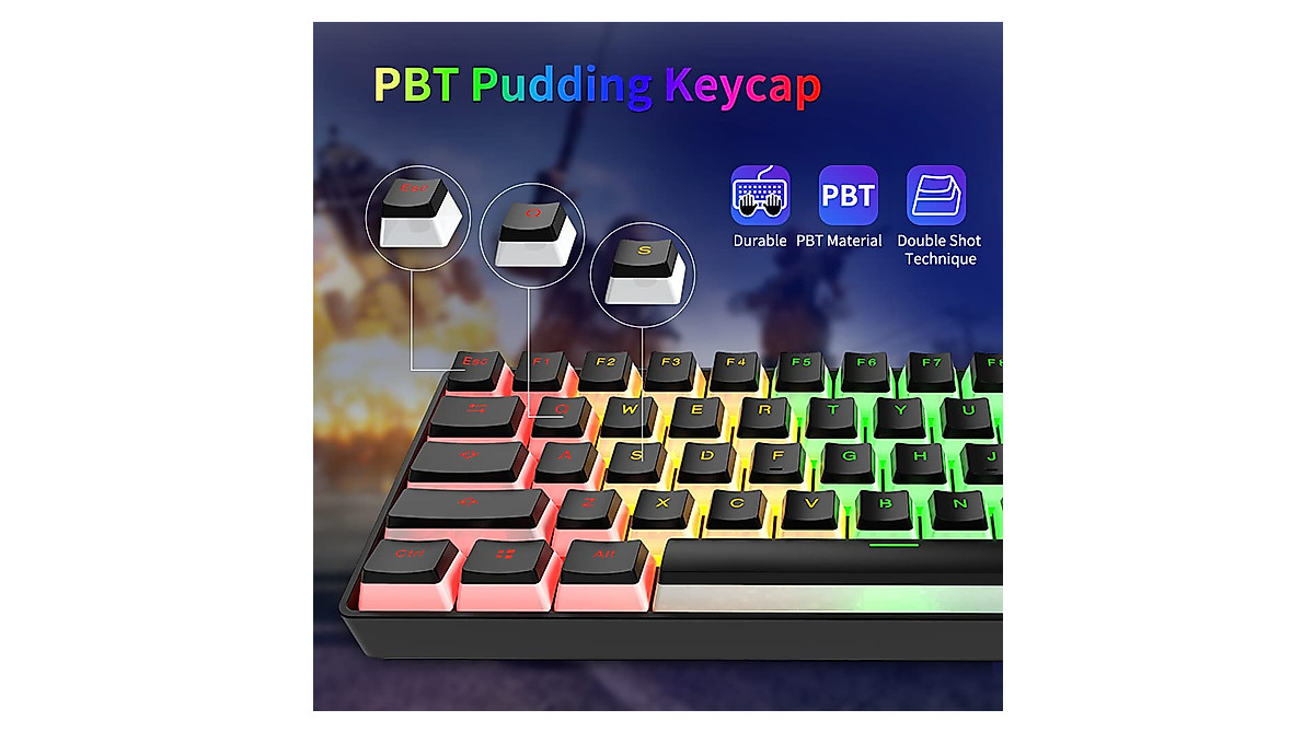 NACODEX Mini 60% Gaming Keyboard with RGB & Bluetooth