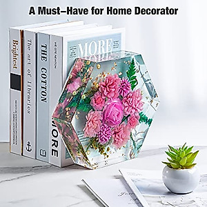 Resin Molds Silicone Kit, 8 in 1 Silicone Molds for Epoxy Resin, Large Resin Molds for Flowers Preservation, Ideal Resin Starter Kit Including Hexagon, Heart, Sphere, Pyramid, Cube and Set Tools