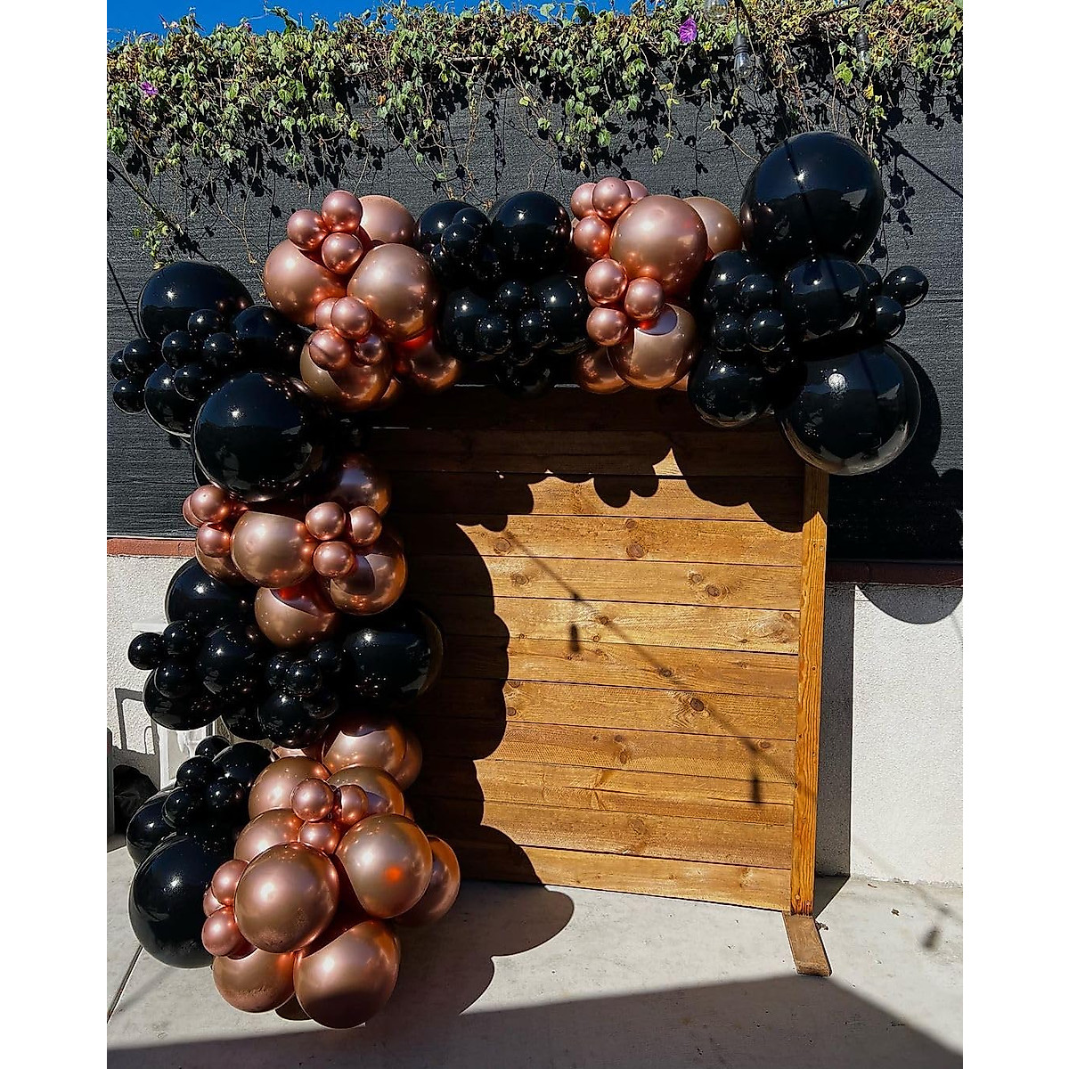 NISOCY Black and Rose Gold Balloons Garland Arch Kit, 120PCS Black Metallic Rose Gold Confetti Balloons for Engagements Wedding Valentine's Day Graduation Birthday Anniversary Party Decorations