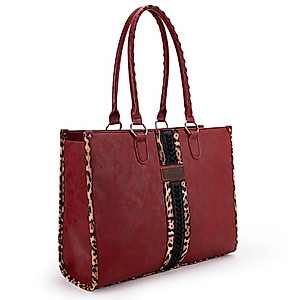 Wrangler Large Tote Bag for Women Western Purses for women Top Handle Handbgas for women Suede Purse Leopard Print Shoulder Bag WG83G-8317RD
