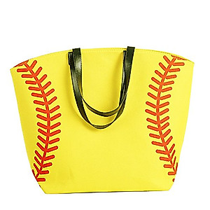 E-FirstFeeling Large Softball Tote Bag Sports Prints Tote Handbag Beach Bag Travel Bag for Women (Softball)