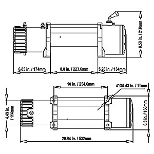 Rock-Hulk 13500 lb Waterproof Synthetic Rope Winch Load Capacity Electric Winch Kit,Winch with Wireless Handheld Remotes and Wired Handle.