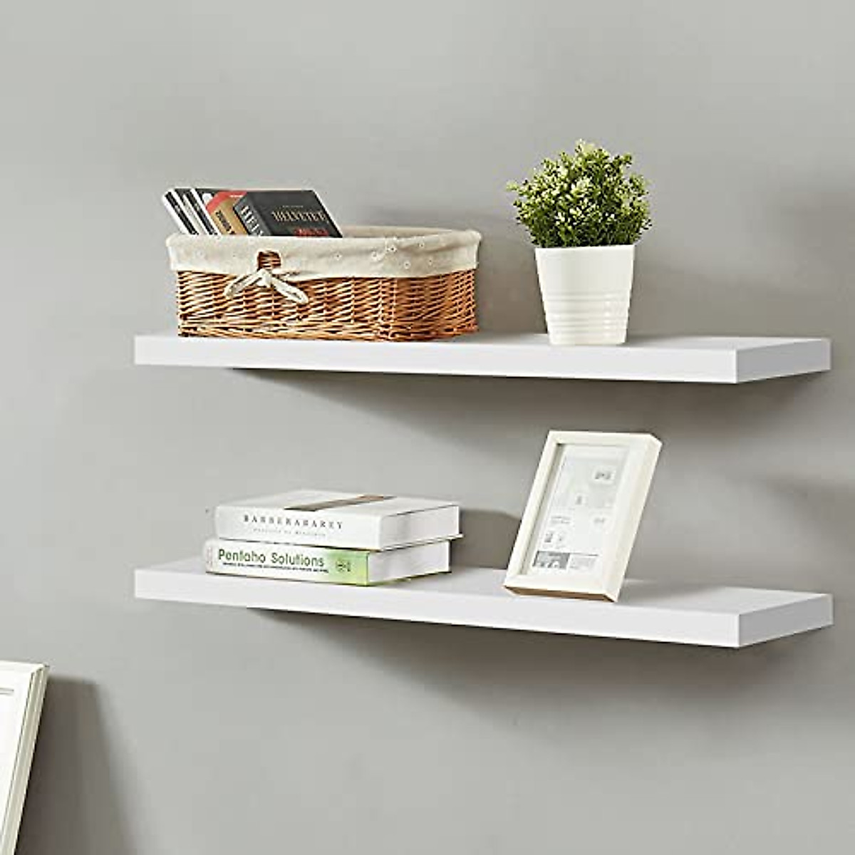 ISYOKE White Floating Shelves for Wall Mounted Storge Shelf Set of 3 Wall Shelf Decorative Display White Rack Shelves for Bathroom Bedroom Living Room Kitchen Office