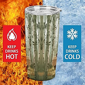 LLJEYOU Bear Hike Birch Forest Tumbler Insulated Stainless Steel Travel Tumbler Car Cup with Lid with Straw And Brush 590ml