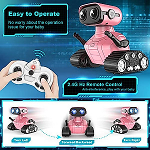 Hamourd Robot Toys for Girls, Rechargeable Remote Control Robots, Toy Robot with Auto-Demonstration, Flexible Head & Arms, Dance Moves, Music, and Shining LED Eyes, Girls Toys Age 6-8 2-7
