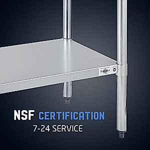 Profeeshaw Stainless Steel Prep Table NSF Commercial Work Table with Backsplash and Undershelf for Kitchen Restaurant 24×48 Inch